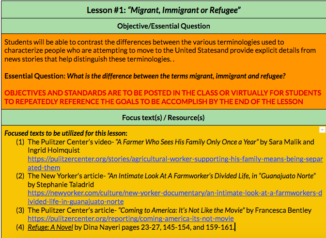 Stories of Migration Teacher Fellowship Unit Plans | Pulitzer Center