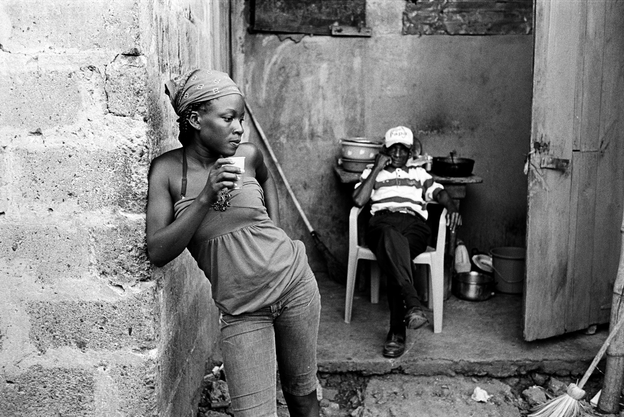 Dominican Republic Poor Men Poor Family And Friends In Neiba,