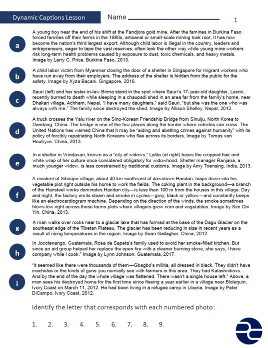 What's in a Caption? [Worksheet + Discussion] | Pulitzer Center